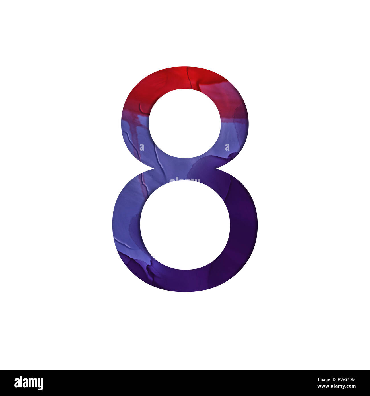Number 8 illustration on isolated white background. Watercolor alphabet ...
