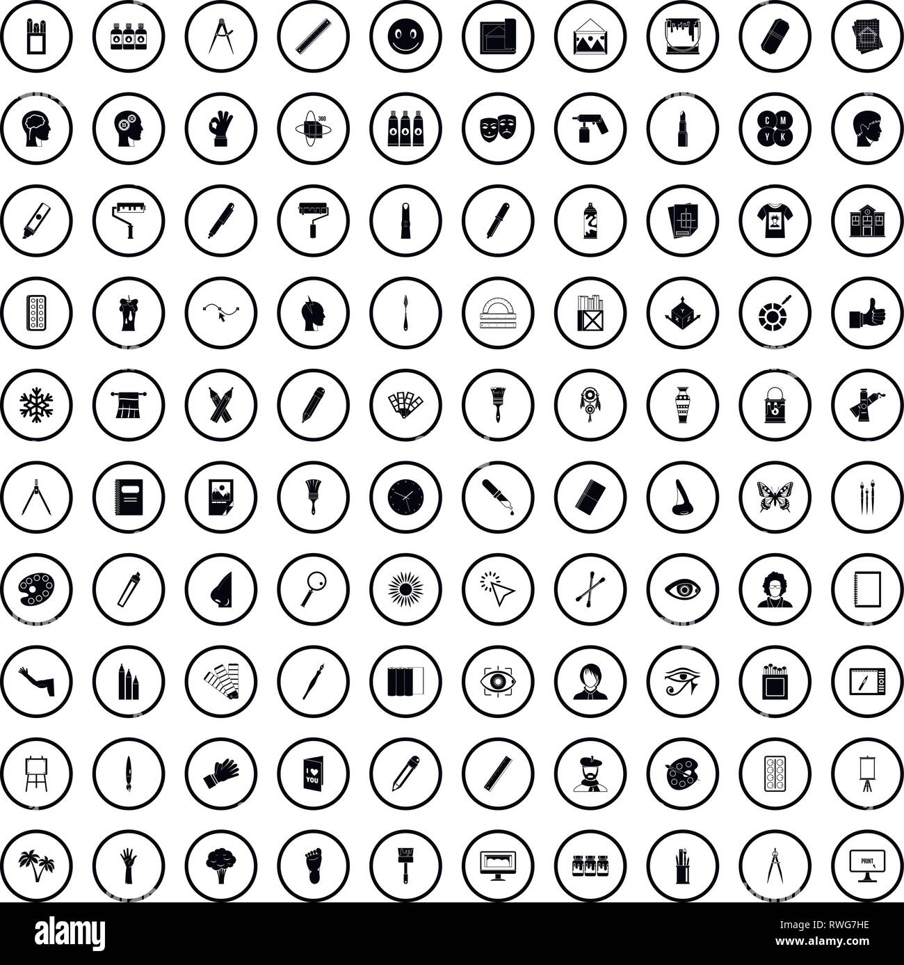 100 paint icons set, simple style Stock Vector Image & Art - Alamy