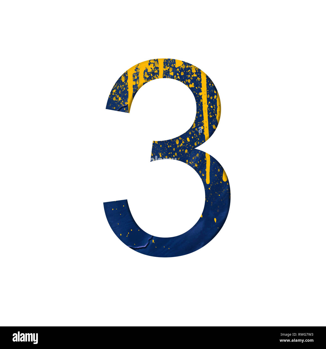 Number 3 illustration on isolated white background. Watercolor alphabet ...