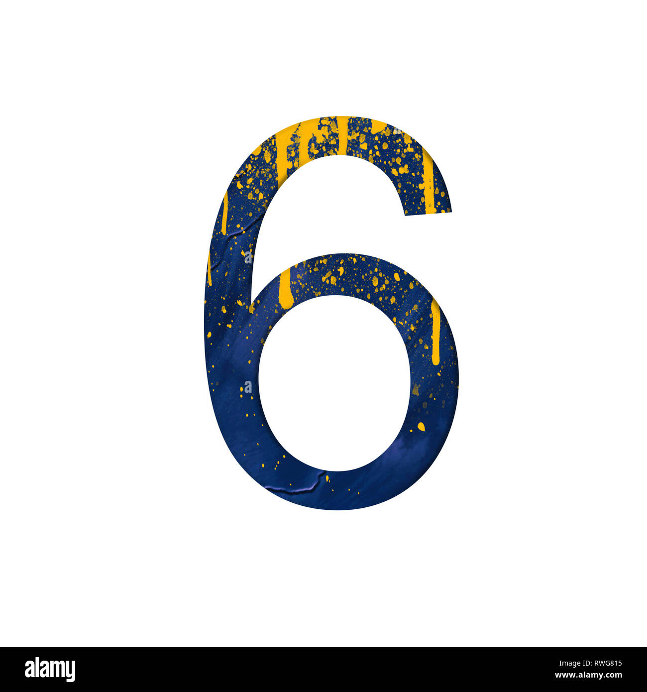 Number 6 illustration on isolated white background. Watercolor alphabet ...