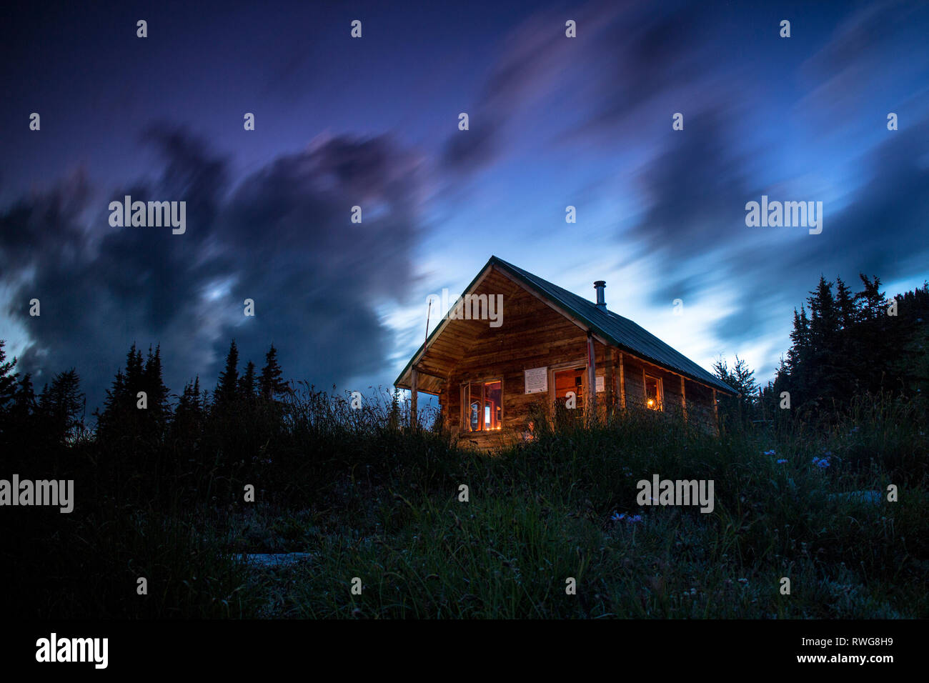 Hiking at Jumbo Pass bc, Jumbo Cabin Stock Photo - Alamy