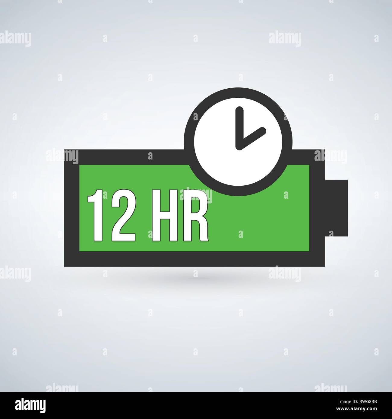 Green Battery life time Icon Flat Style Isolated Vector Illustration ...