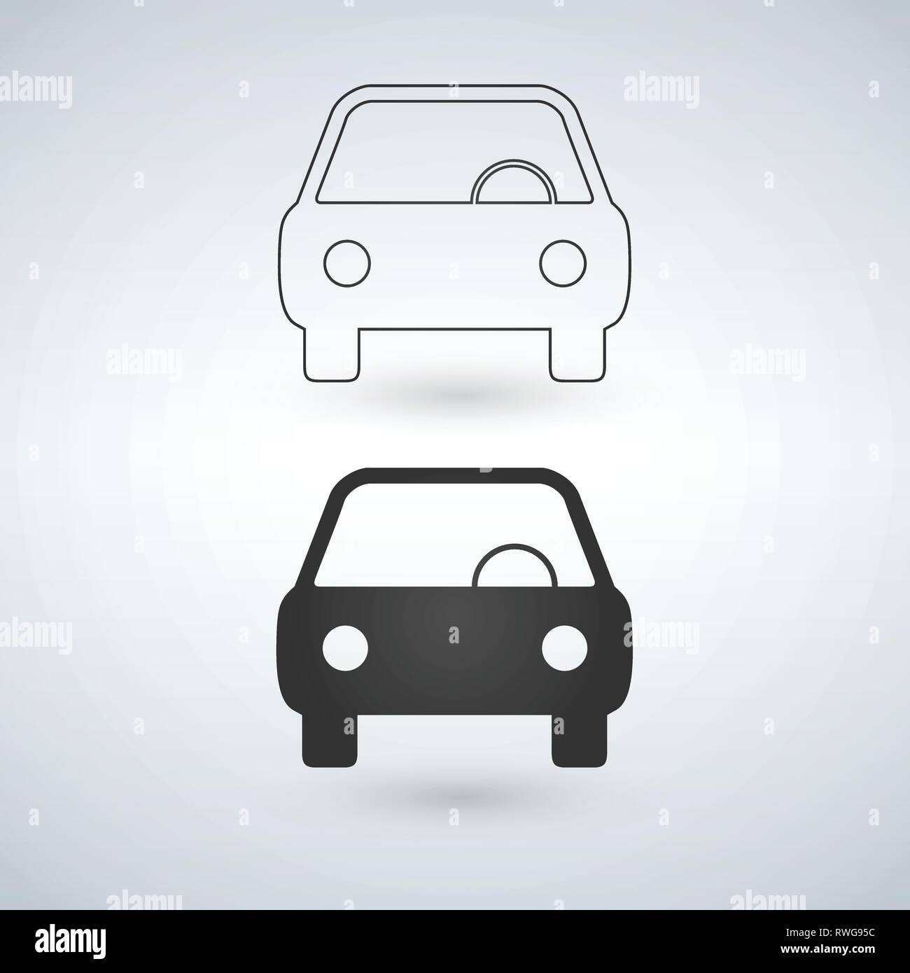 Car icon front view. Linear version. Vector illustration isolated on ...