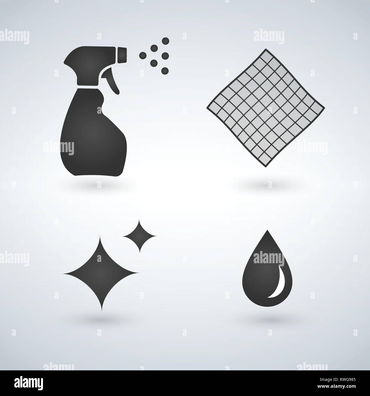Cleaning icons in set collection for design. Equipment for cleaning ...