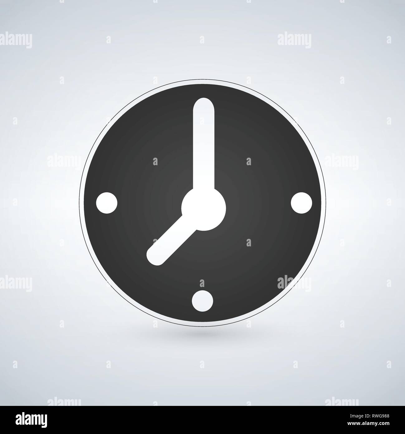 Minimalistic Black Clock icon. Mechanical watch symbol. Circle button ...
