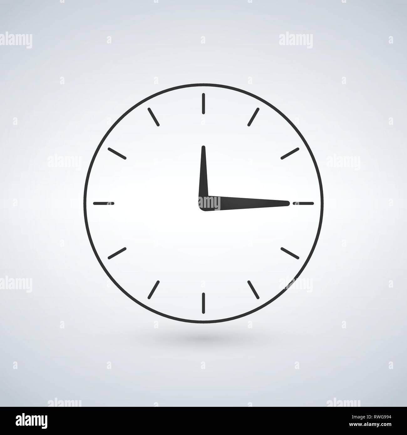 Minimalistic clock or time icon, vector illustration isolated on modern ...