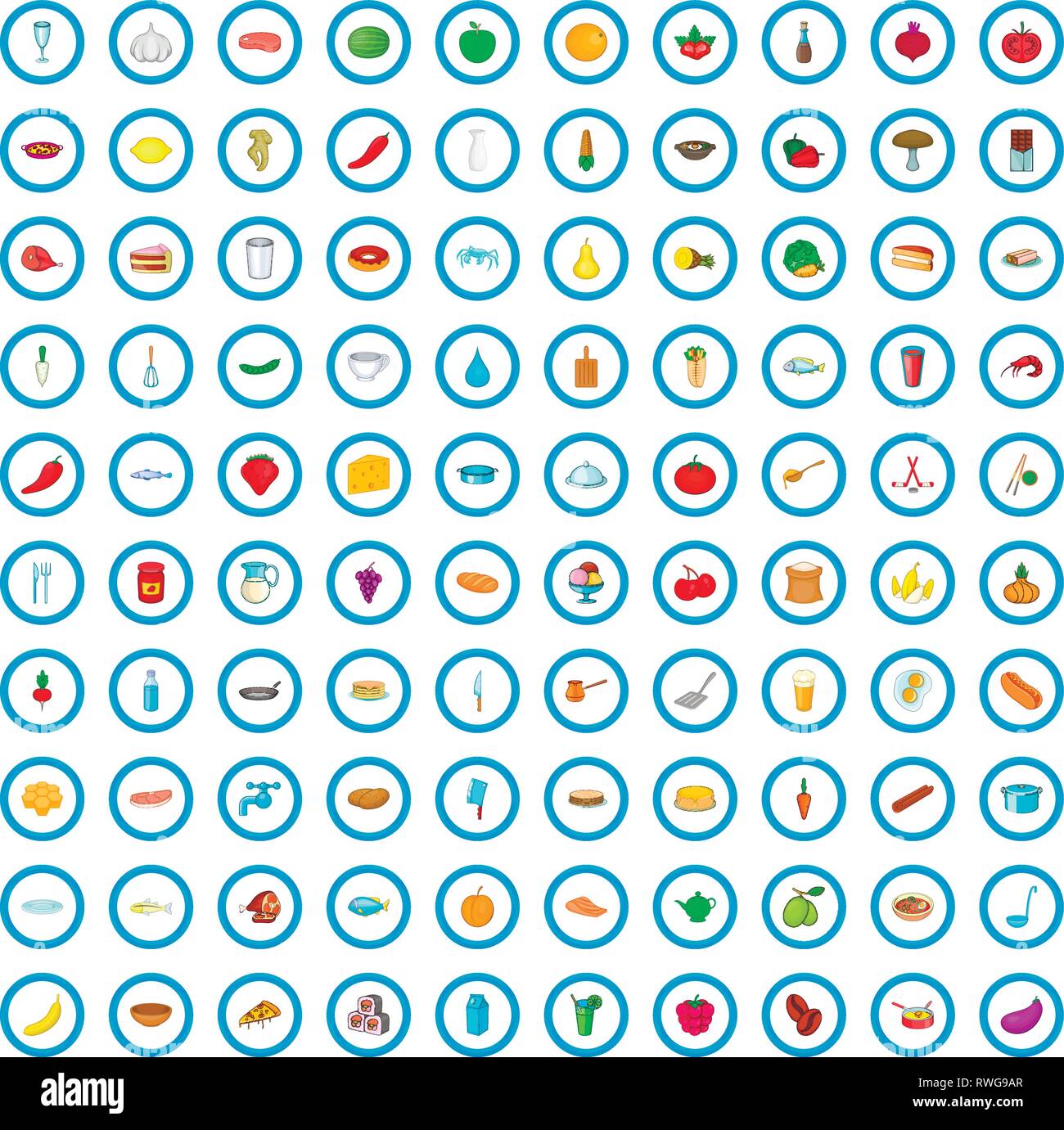 100 culinary icons set, cartoon style Stock Vector Image & Art - Alamy