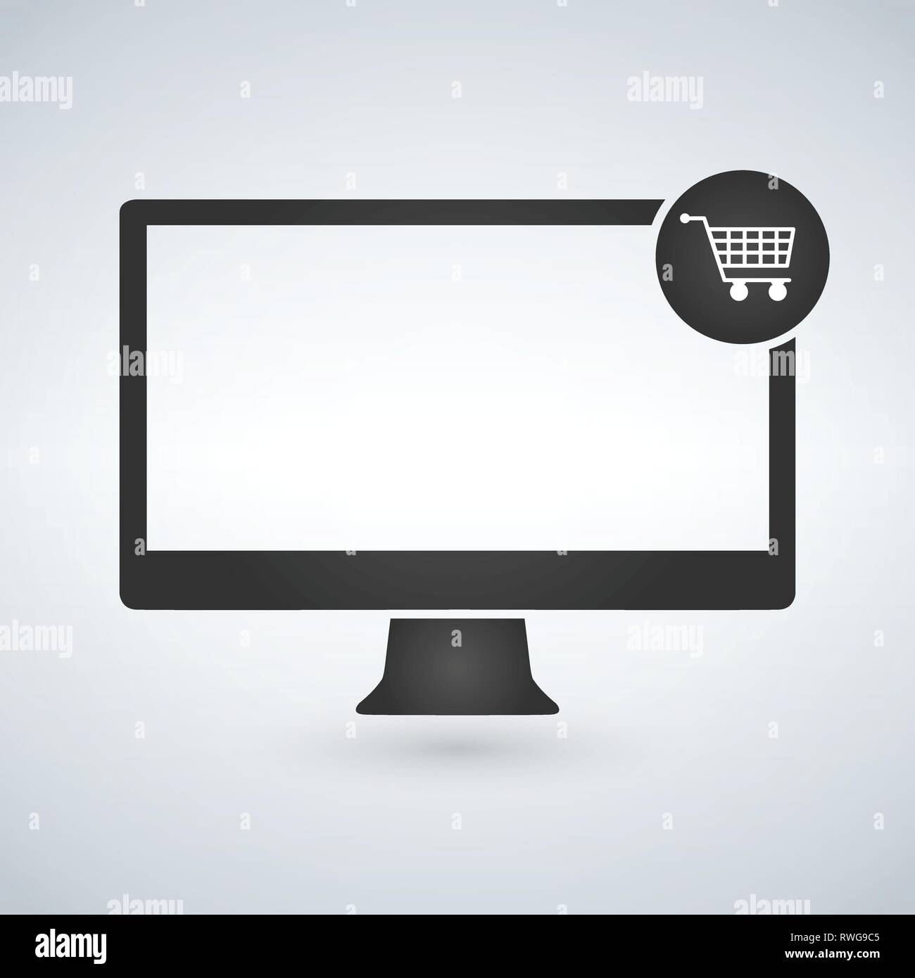 Vector Computer Display Buy Online Icon Ecommerce Concept with shopping ...