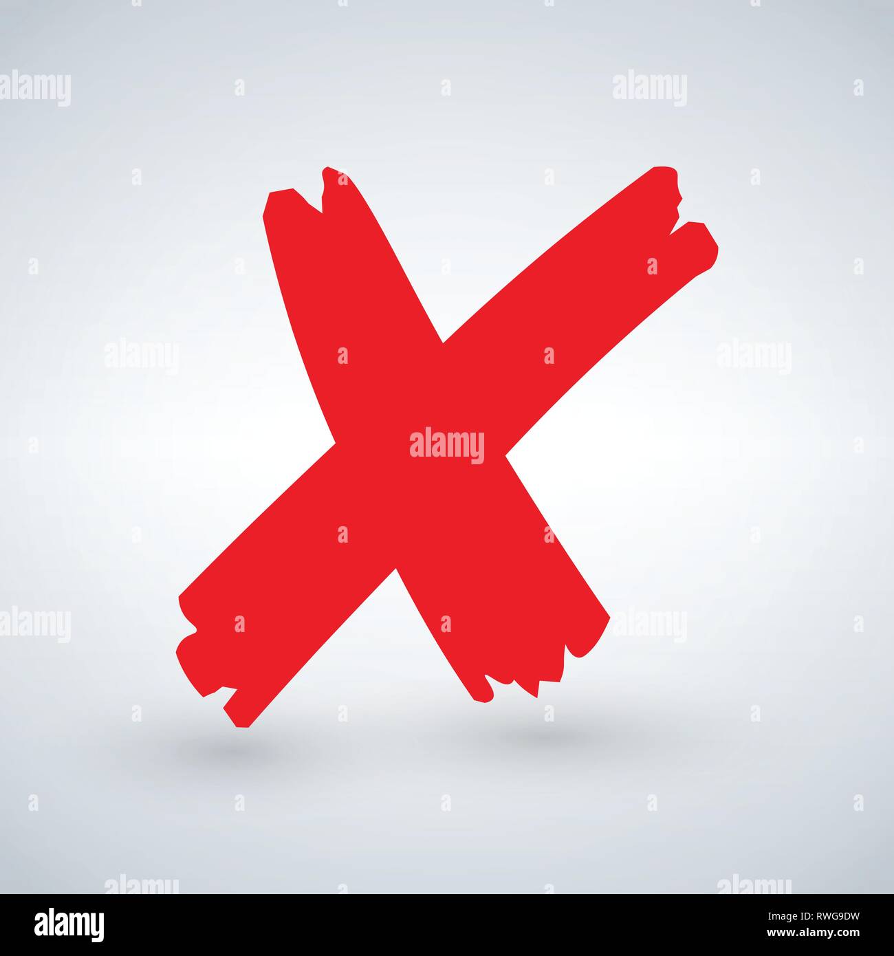 Cross sign element. Red grunge X icon, isolated on white background ...