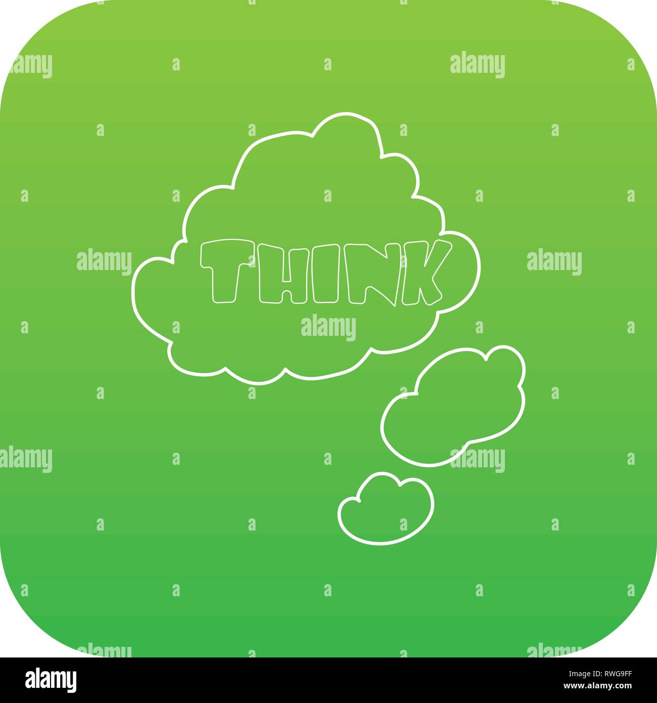 Cloud with think inscription icon green vector Stock Vector Image & Art ...