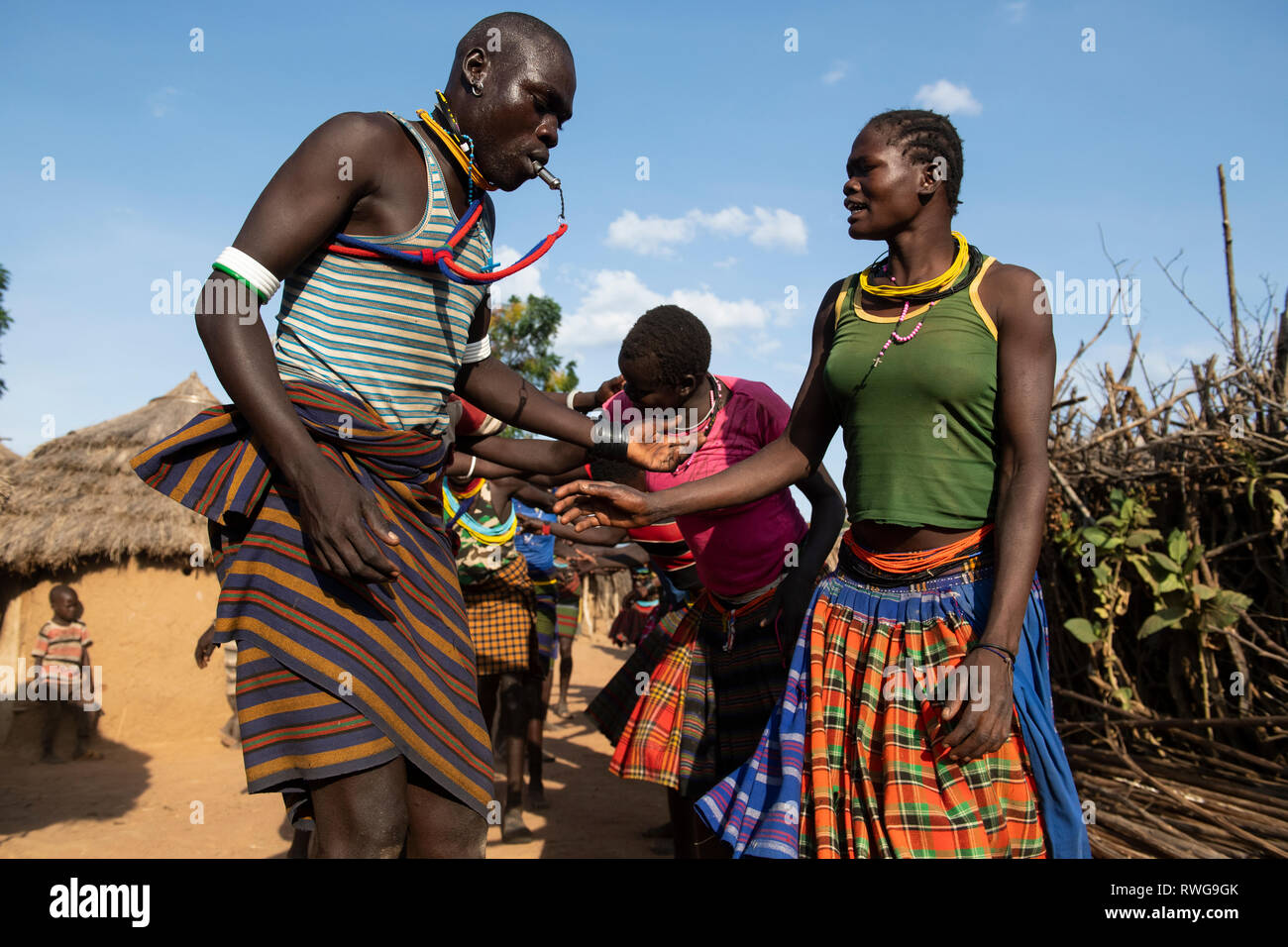 Traditional Karamojong dancing in a village, northern Uganda Stock Photo - Alamy