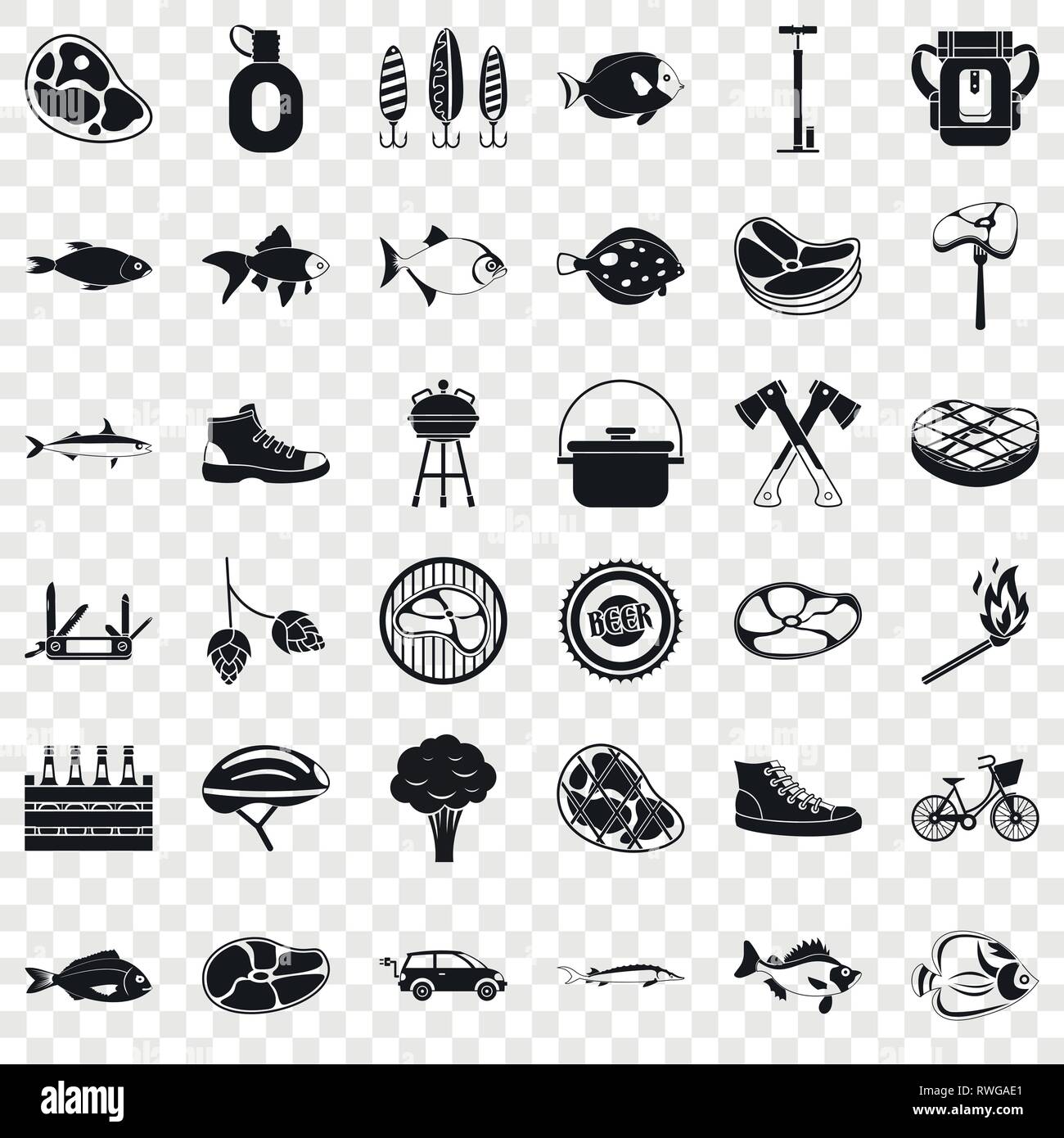 Bbq party icons set, simple style Stock Vector Image & Art - Alamy