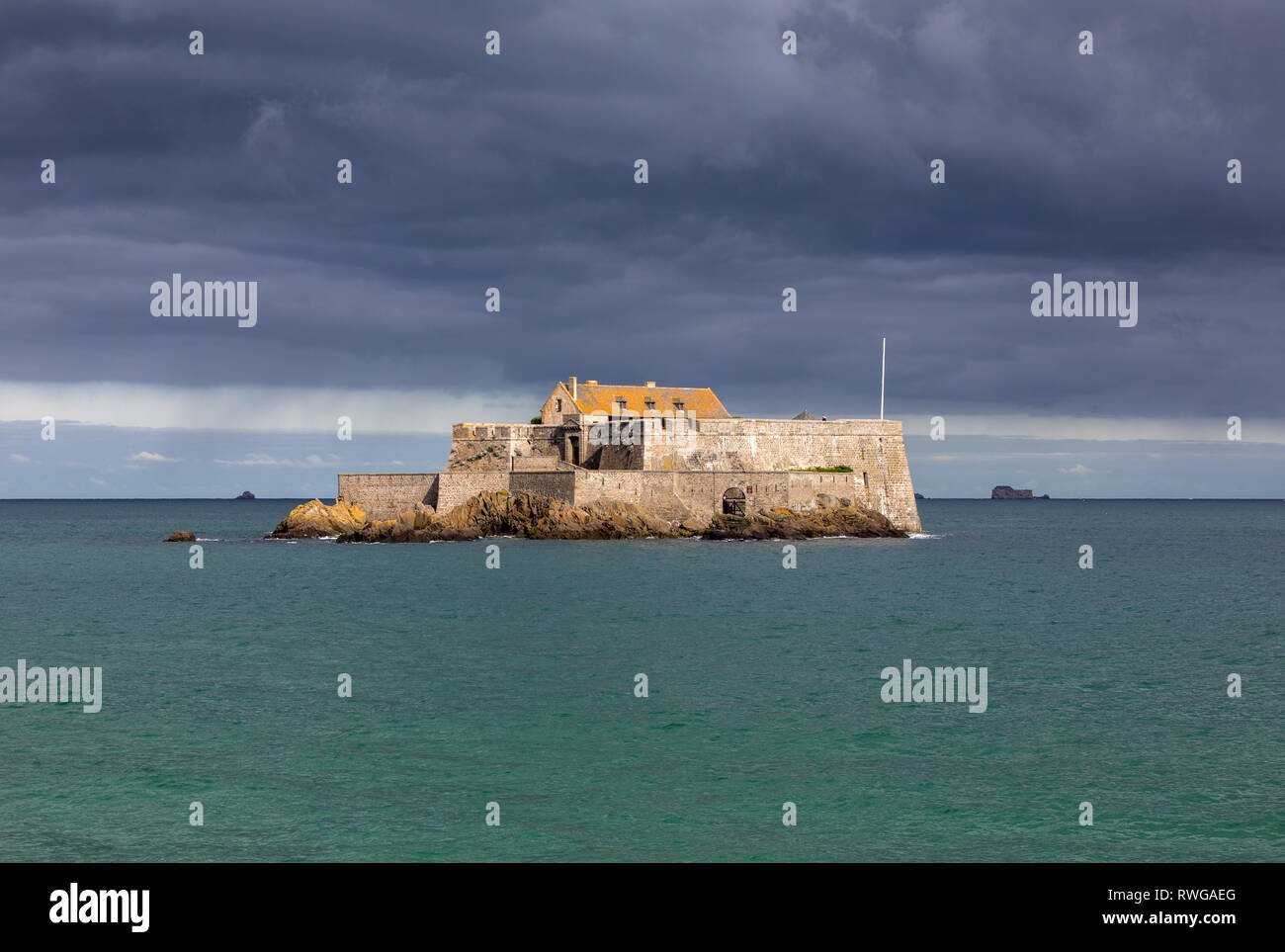 View of the Fort National in Saint Malo a tidal island in the English ...