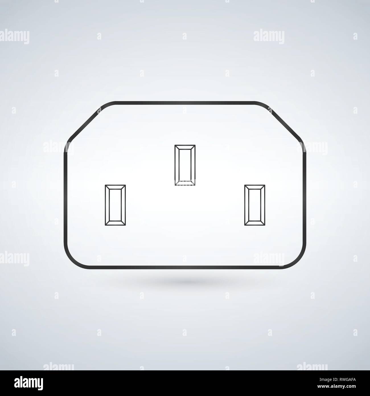 black grey electrical power socket for computer or device. vector ...