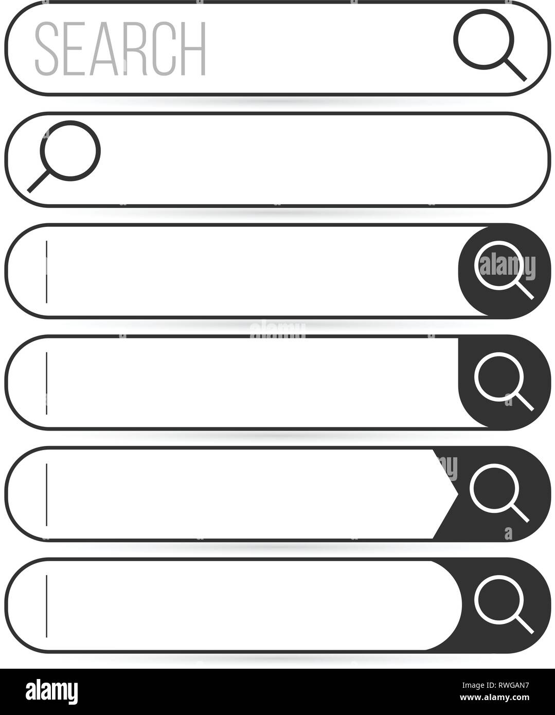Search bar vector element design, set of search boxes with magnifying glass ui template isolated ...