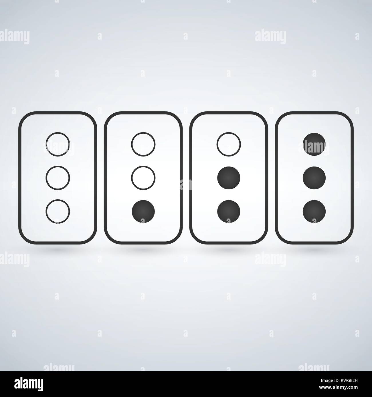 Black and white traffic light icon set or light indicators. traffic ...