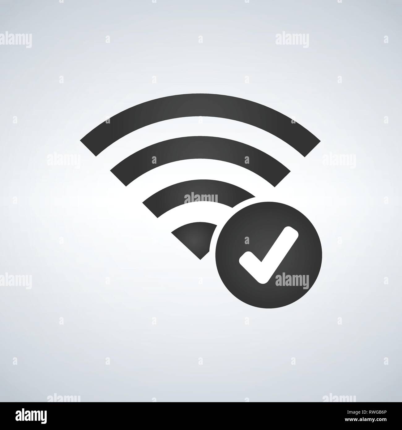 Wifi connection signal icon with check mark in the circle. vector ...