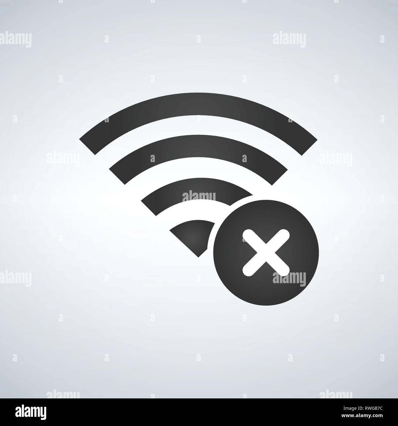 Wifi connection signal icon with cross or delete mark in the circle ...