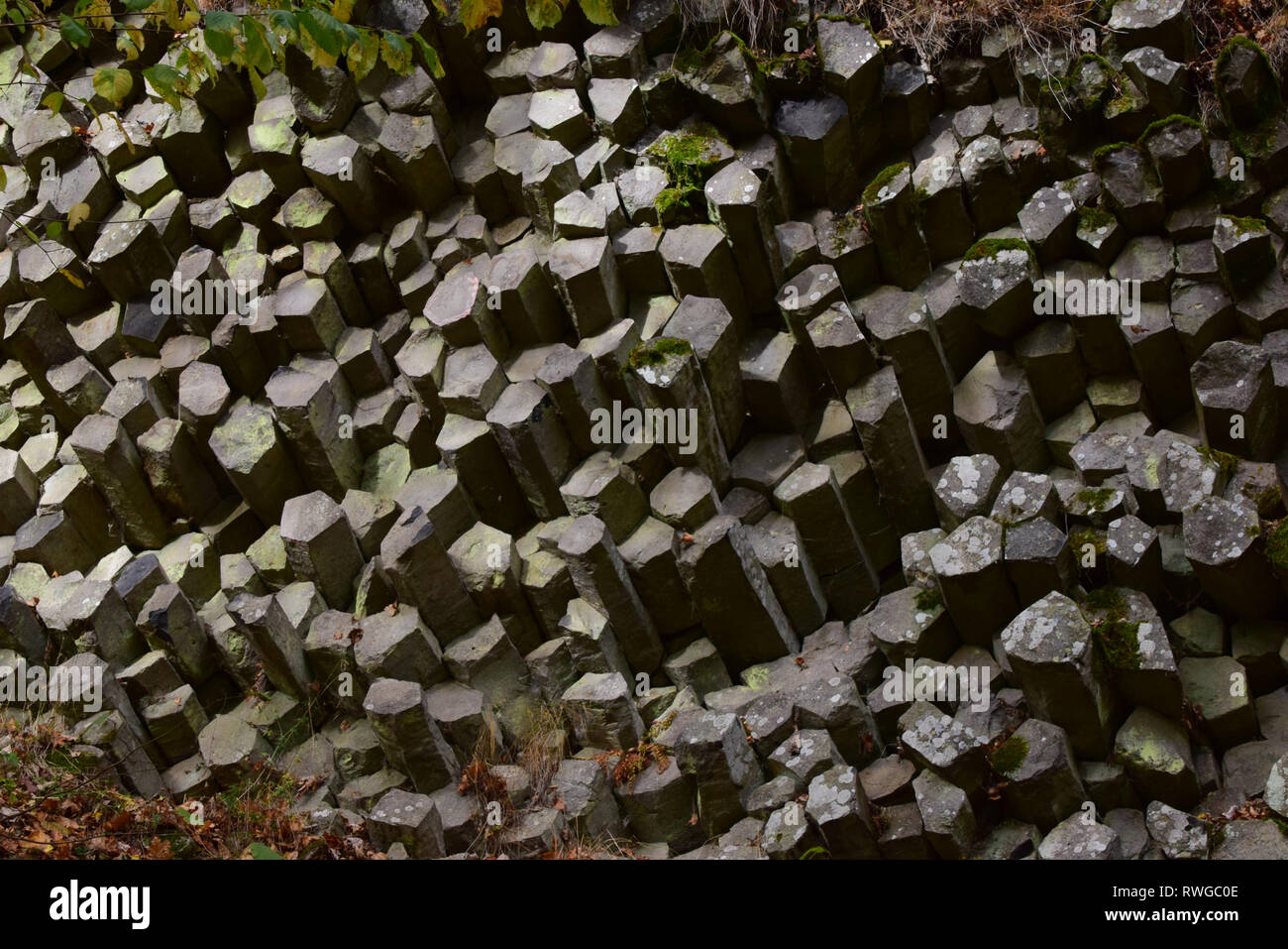 Basalt summit Gangolfsberg in Rhoen, Bavaria, Germany. This basalt ...