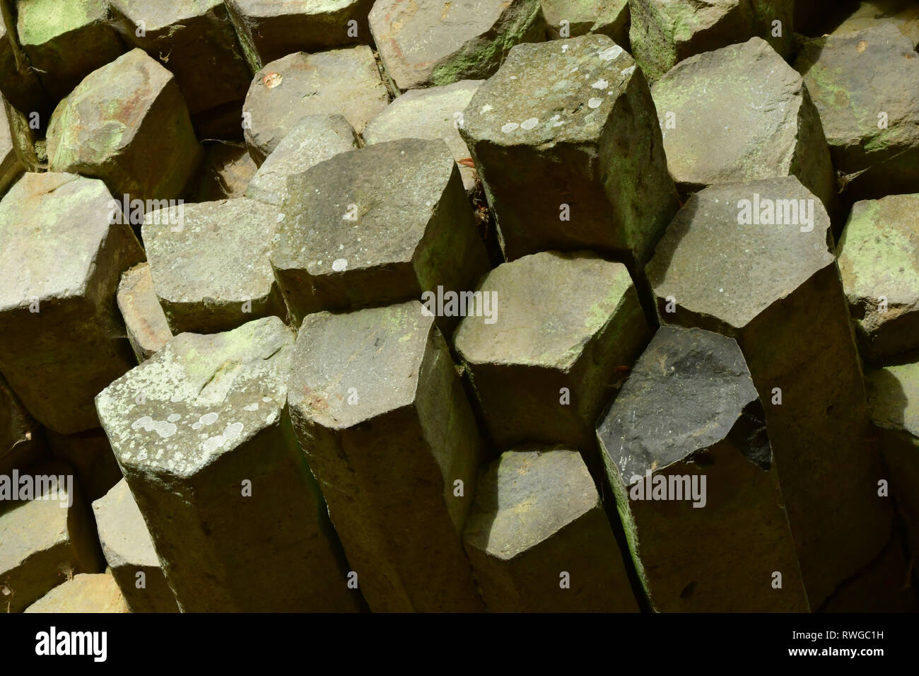 Basalt summit Gangolfsberg in Rhoen, Bavaria, Germany. This basalt ...