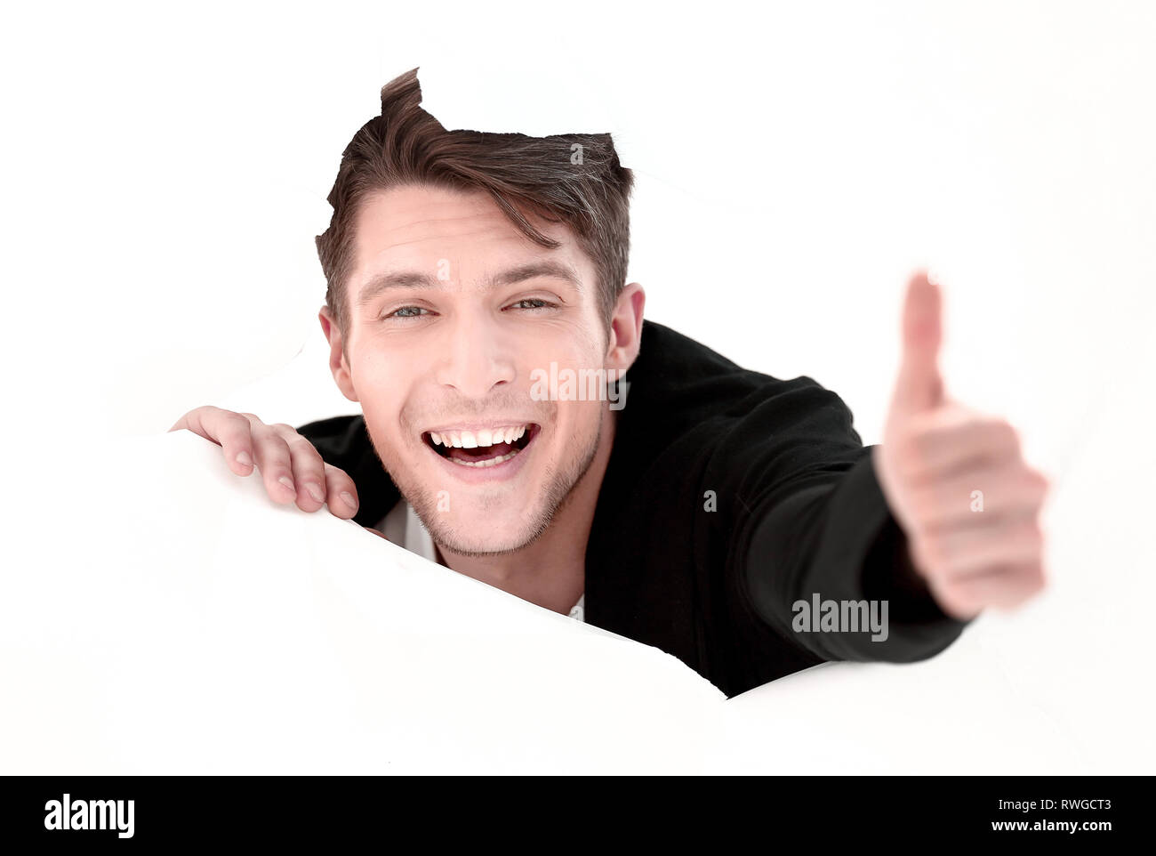 Businessman breaking through the wall hi-res stock photography and ...