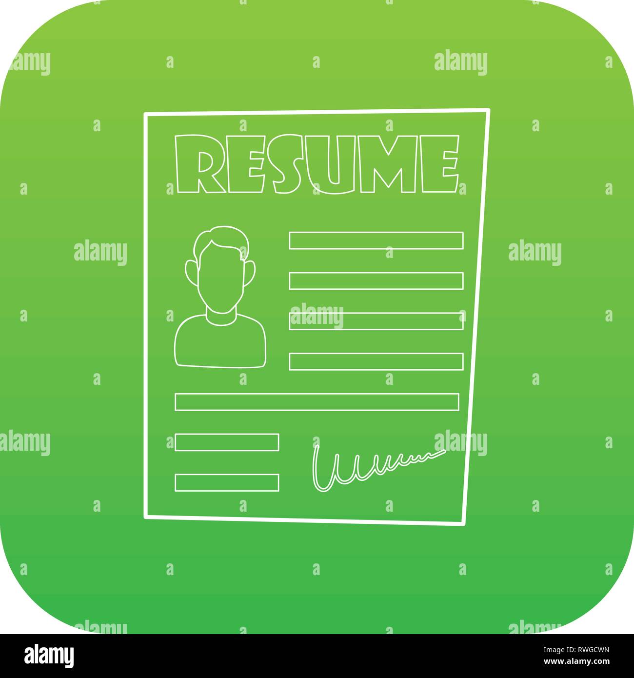 Resume icon green vector Stock Vector Image & Art - Alamy