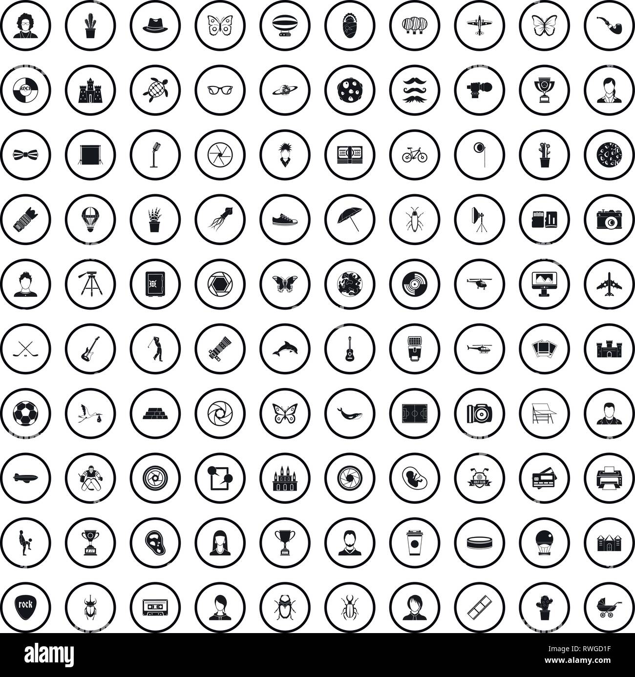 100 photo icons set, simple style Stock Vector Image & Art - Alamy