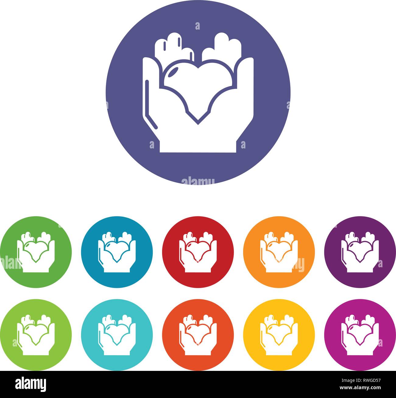 Hand heart icons set vector color Stock Vector Image & Art - Alamy