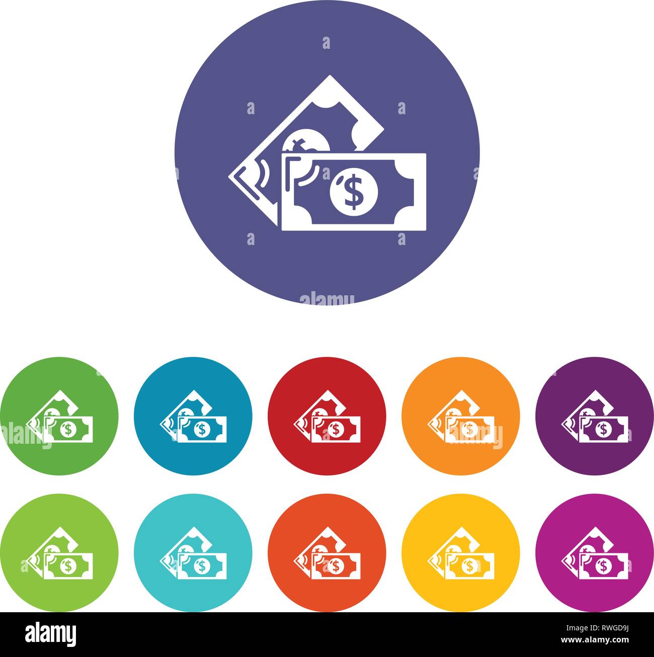 Bank note icons set vector color Stock Vector Image & Art - Alamy
