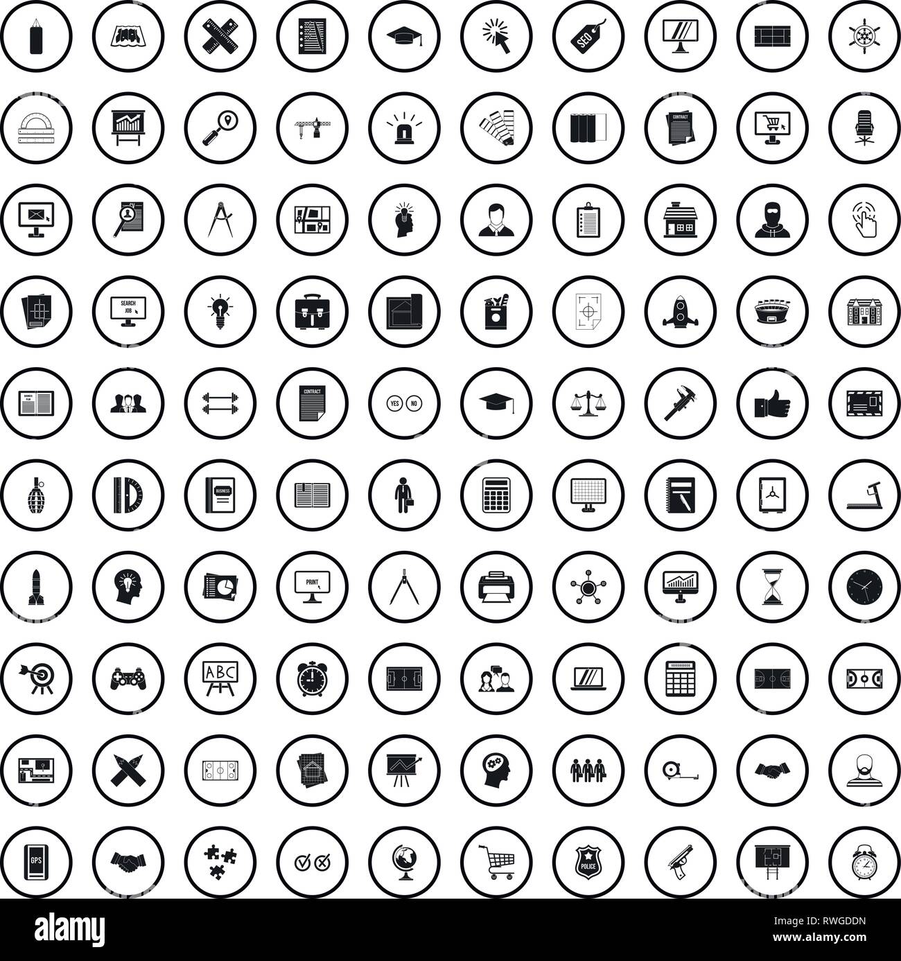 100 plan icons set, simple style Stock Vector Image & Art - Alamy