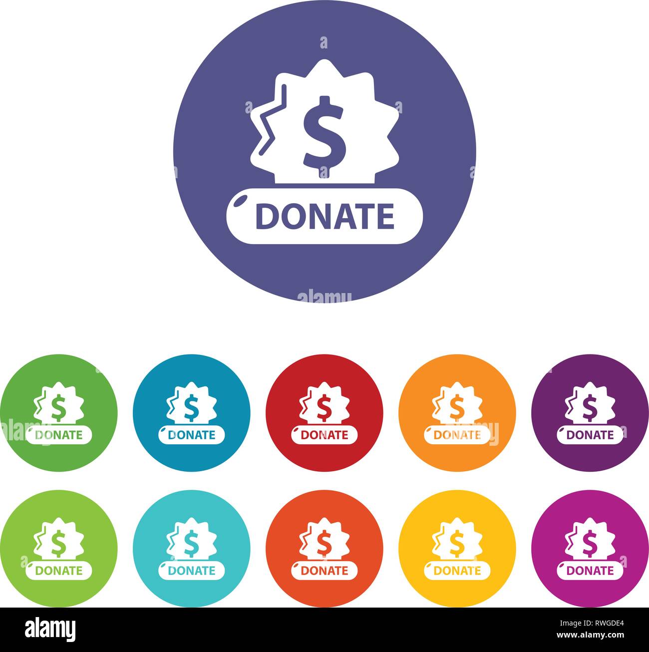 Donate badge icons set vector color Stock Vector Image & Art - Alamy