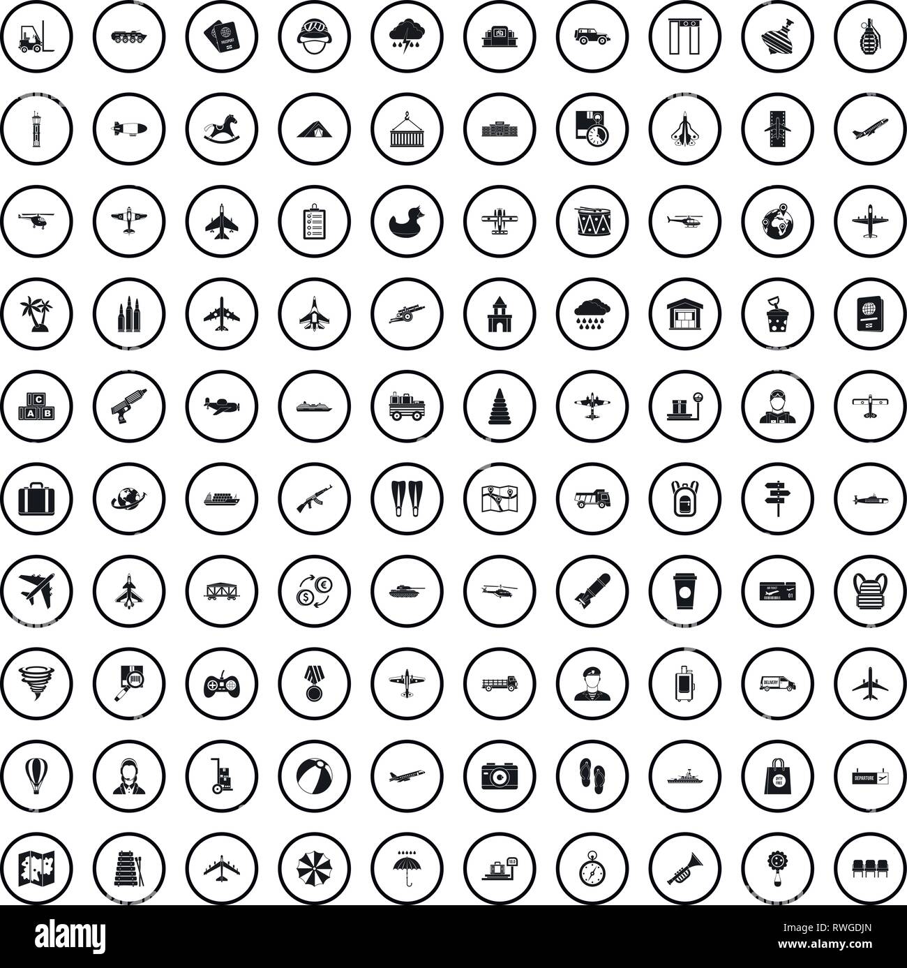 100 plane icons set, simple style Stock Vector Image & Art - Alamy