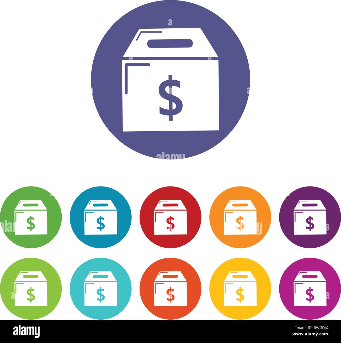 Box money icons set vector color Stock Vector Image & Art - Alamy