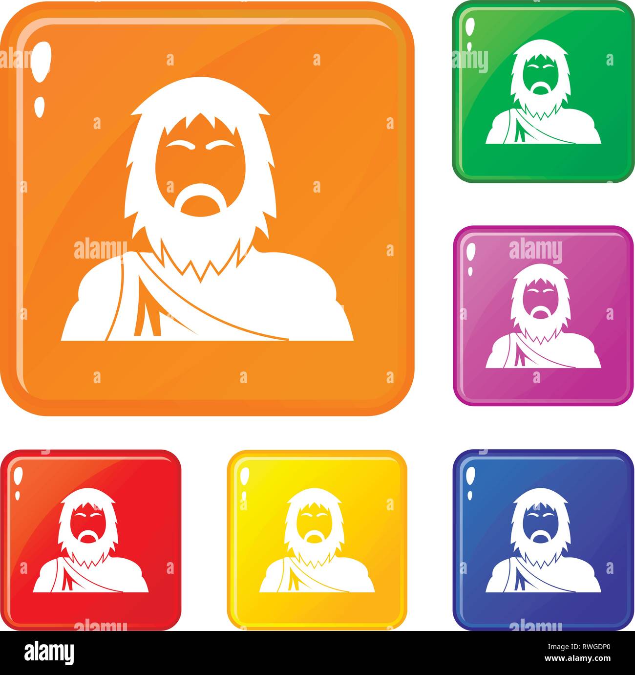 Neanderthal icons set vector color Stock Vector Image & Art - Alamy