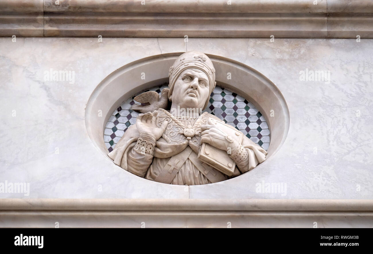 Saint, relief on the facade of Basilica of Santa Croce (Basilica of the ...