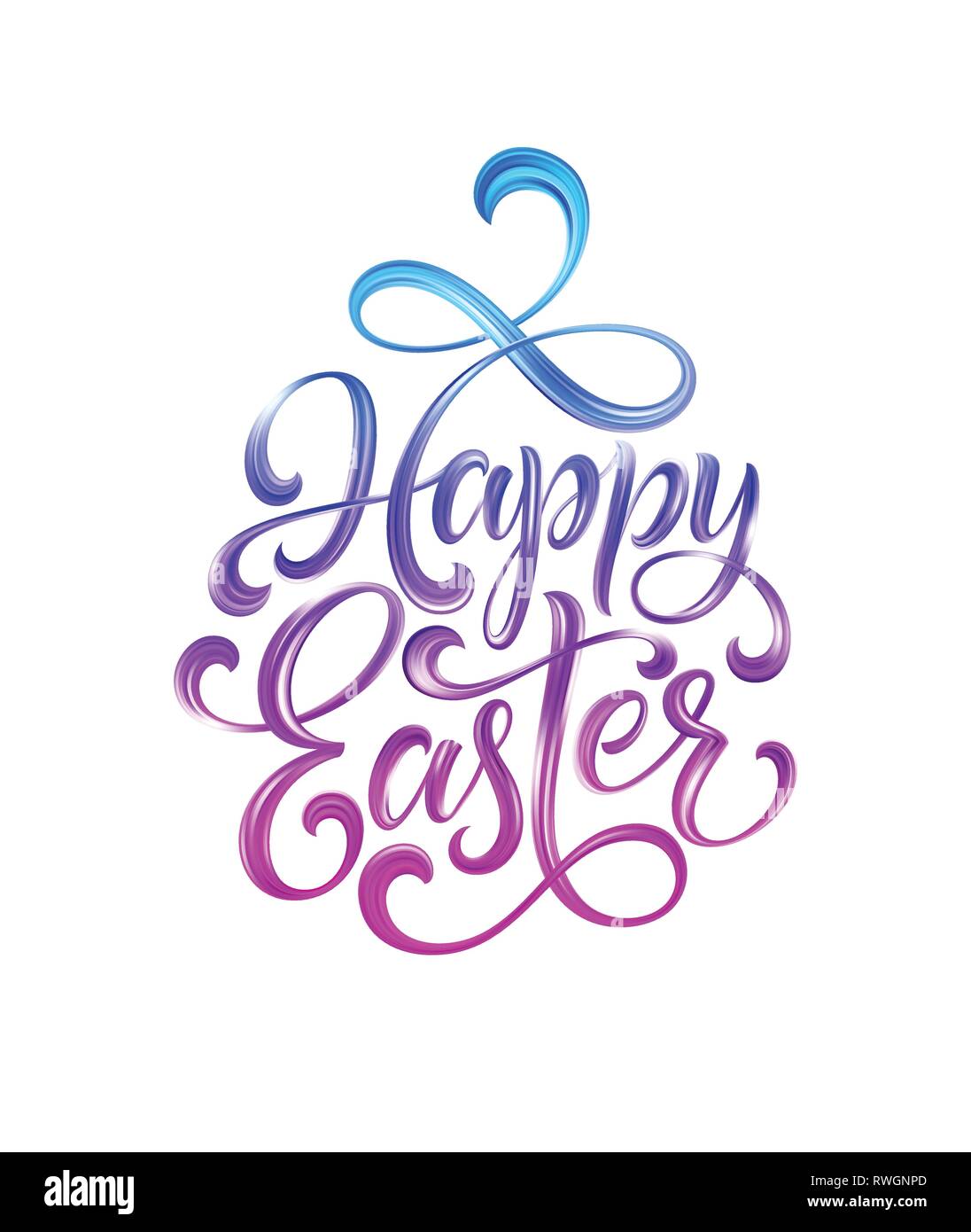 Happy Easter colorful paint lettering. Vector illustration Stock Vector ...