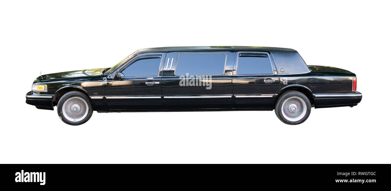 an old american limousine using for weddinds - isolated with clipping ...