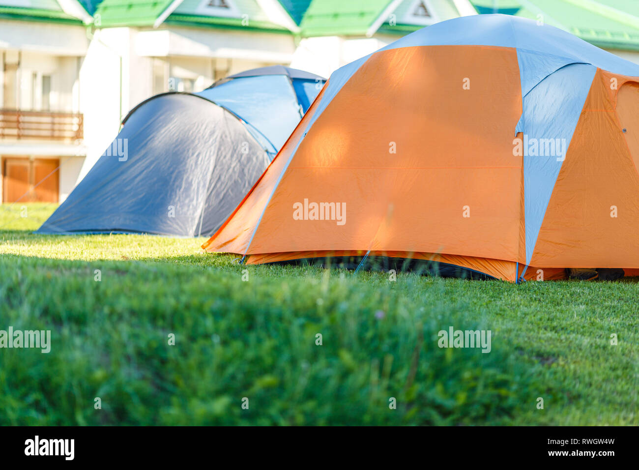 Tents Camping area in beautiful natural place Stock Photo - Alamy