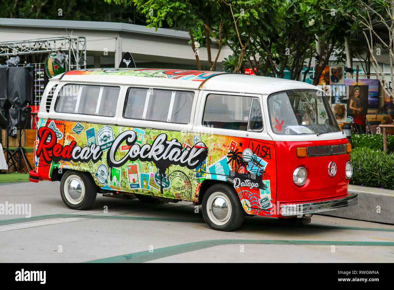 2018 September 10: Pattaya city, Chonburi, Thailand. Art of paint on ...