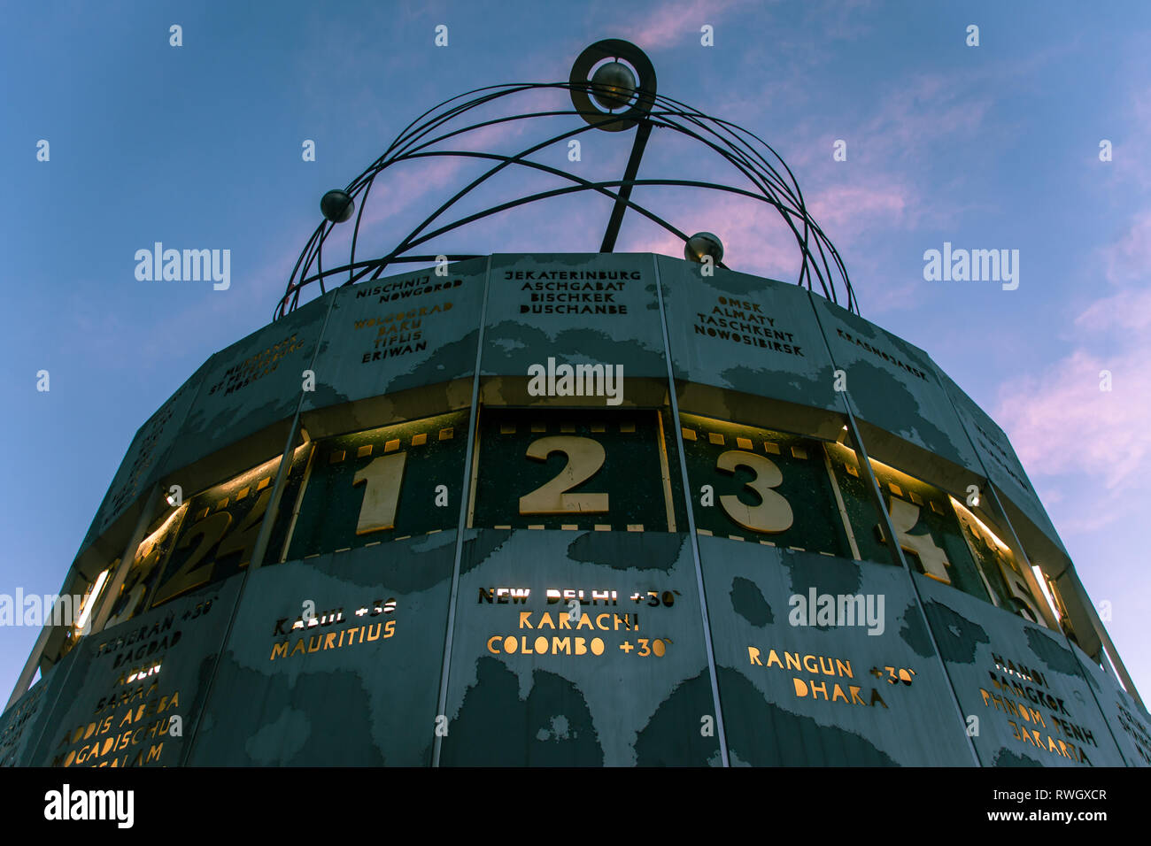 Low Angle View of the World Clock near Germanys highests Building, the ...