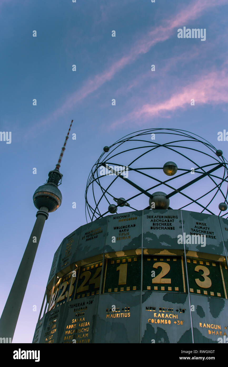 Low Angle View of the World Clock near Germanys highests Building, the ...