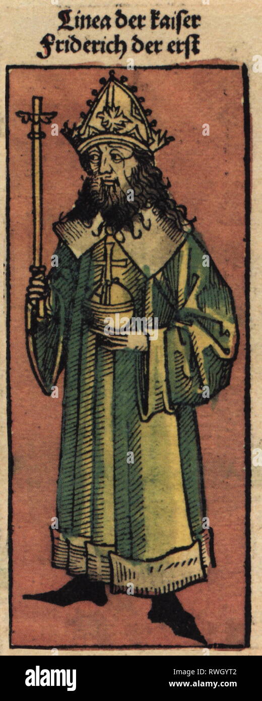 Frederic I "Barbarossa", circa 1123 - 10.6.1190, Holy Roman Emperor 18. ...