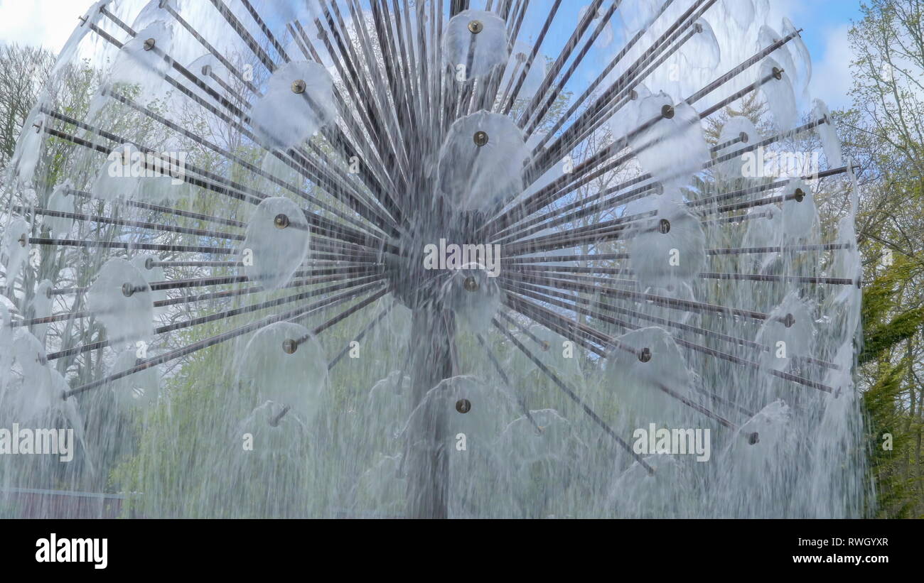 A water hose structure in the middle of the park in the spring season ...