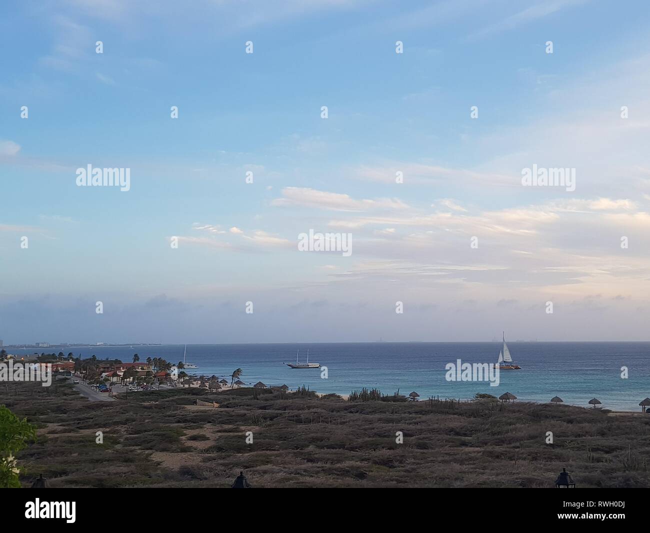 Amazing panorama view of the shore in Aruba Stock Photo - Alamy