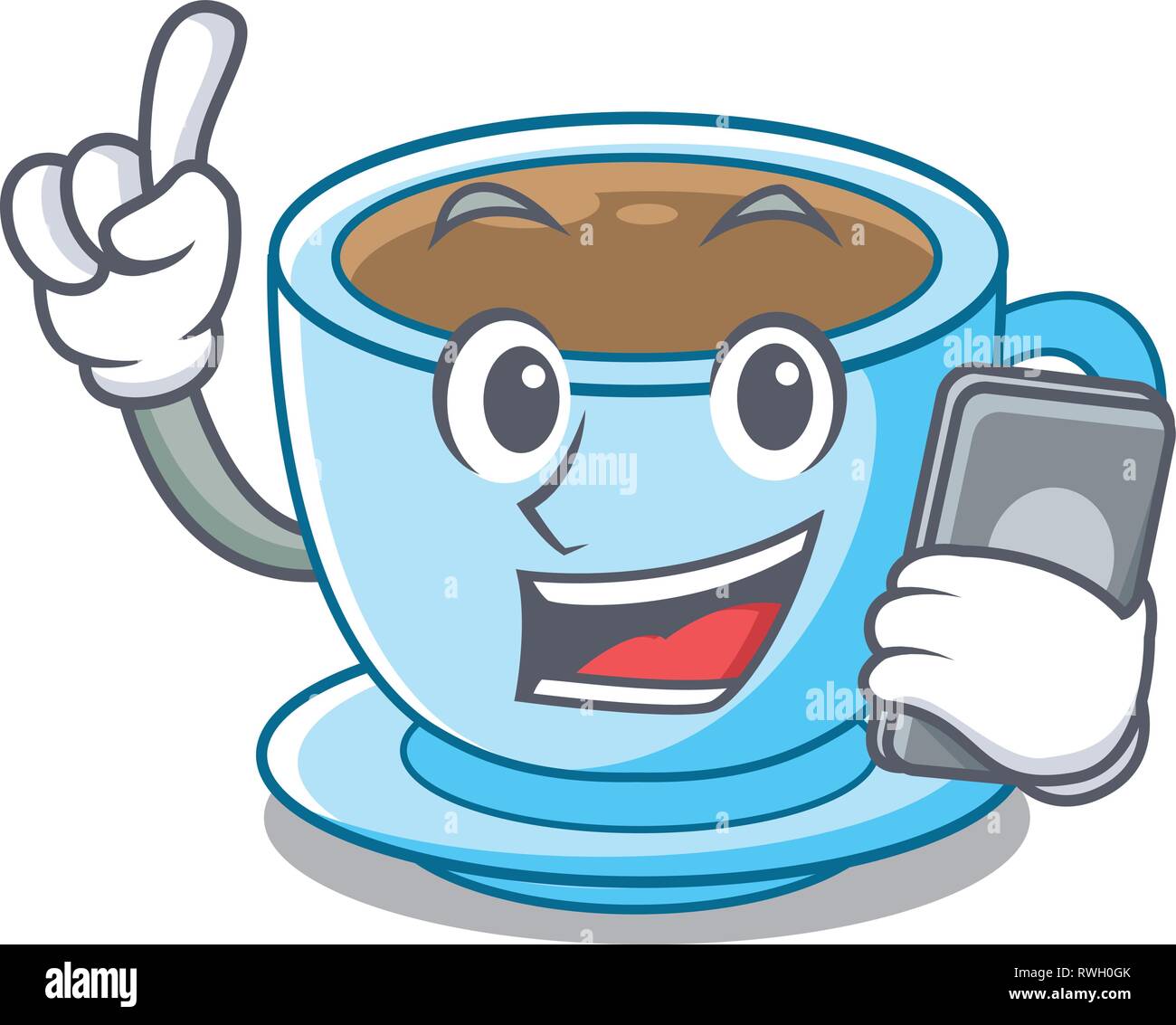 With phone cup of delicious cartoon milk tea Stock Vector Image & Art ...
