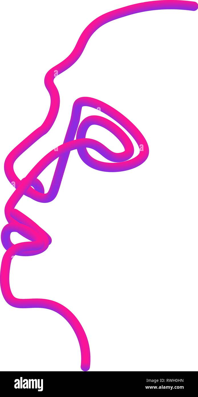 Man of one line. Vector illustration of a black man face on a white ...