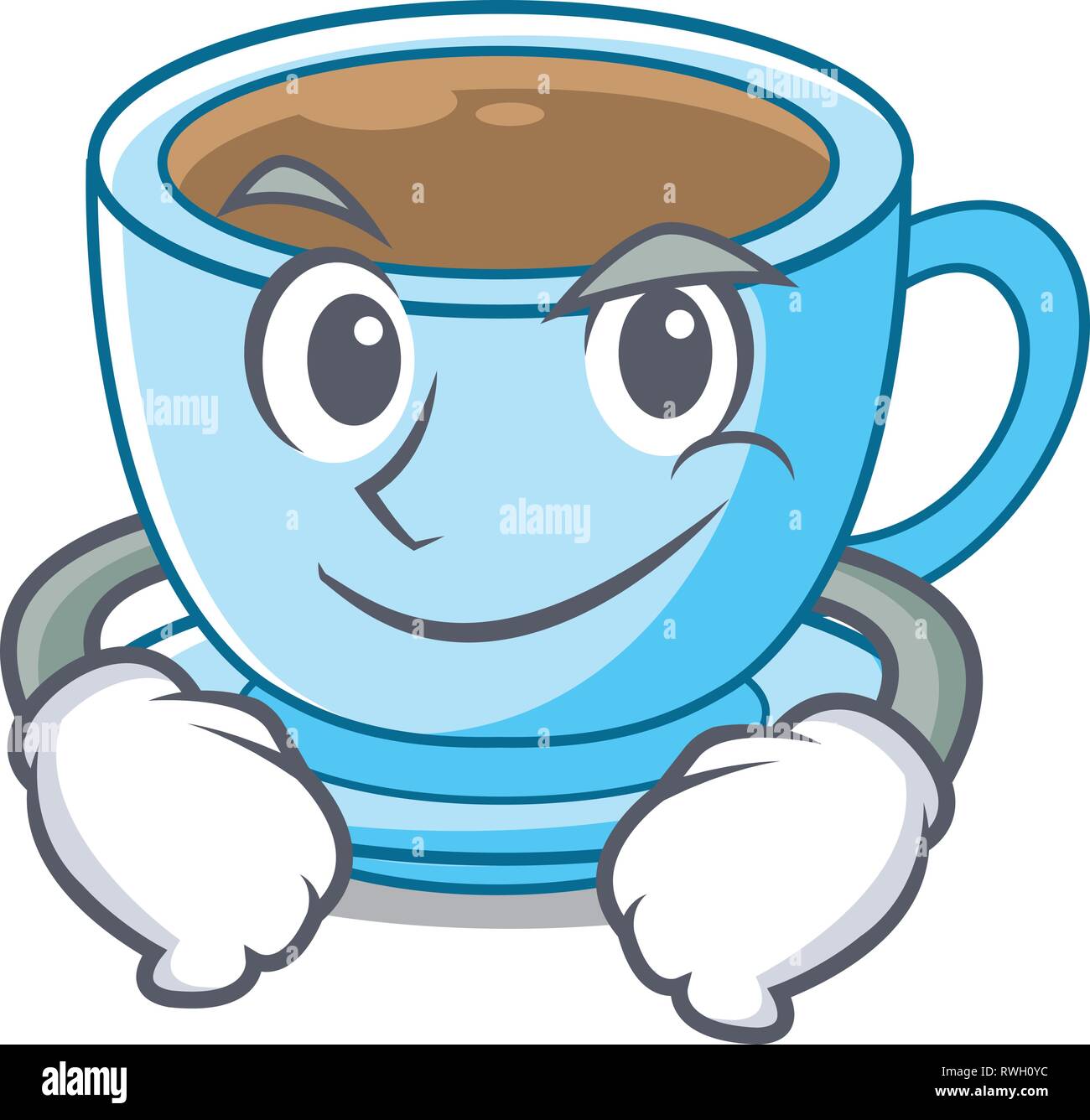 Smirking cup milk tea above cartoon table Stock Vector Image & Art - Alamy