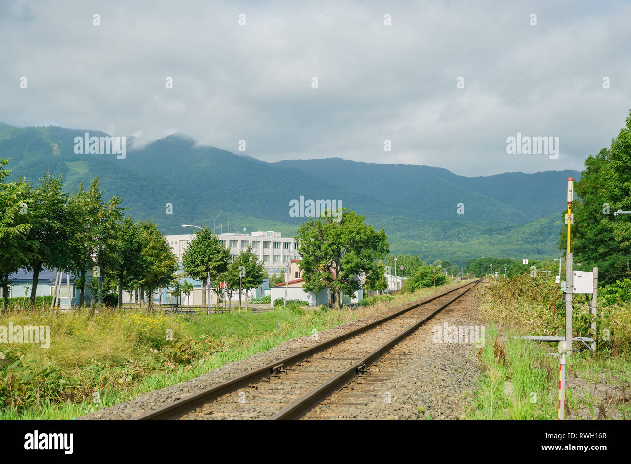 Rural landscape with railroad at Hokkaido, Japan Stock Photo - Alamy
