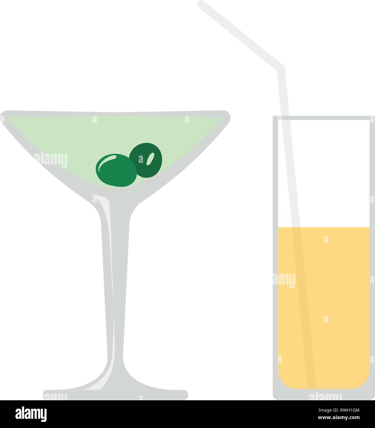 Coctail glasses icon. Flat color design. Vector illustration Stock ...