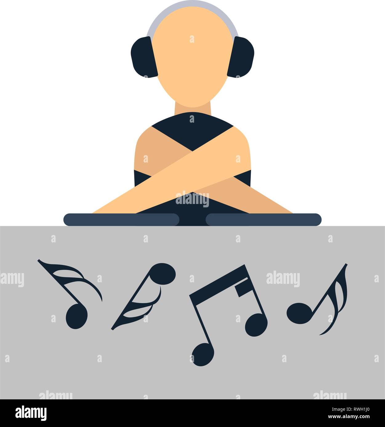 Night club DJ icon. Flat color design. Vector illustration Stock Vector ...